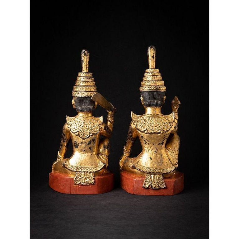 Pair of Antique Wooden Burmese Nat Statues from Burma For Sale at 1stDibs