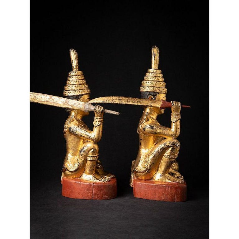 Pair of Antique Wooden Burmese Nat Statues from Burma For Sale at 1stDibs