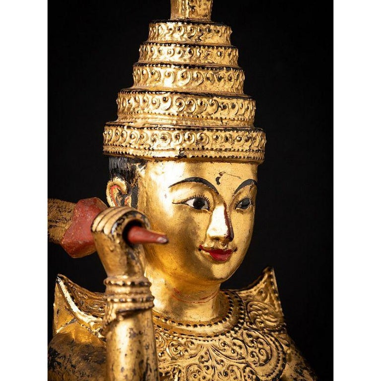Pair of Antique Wooden Burmese Nat Statues from Burma For Sale at 1stDibs