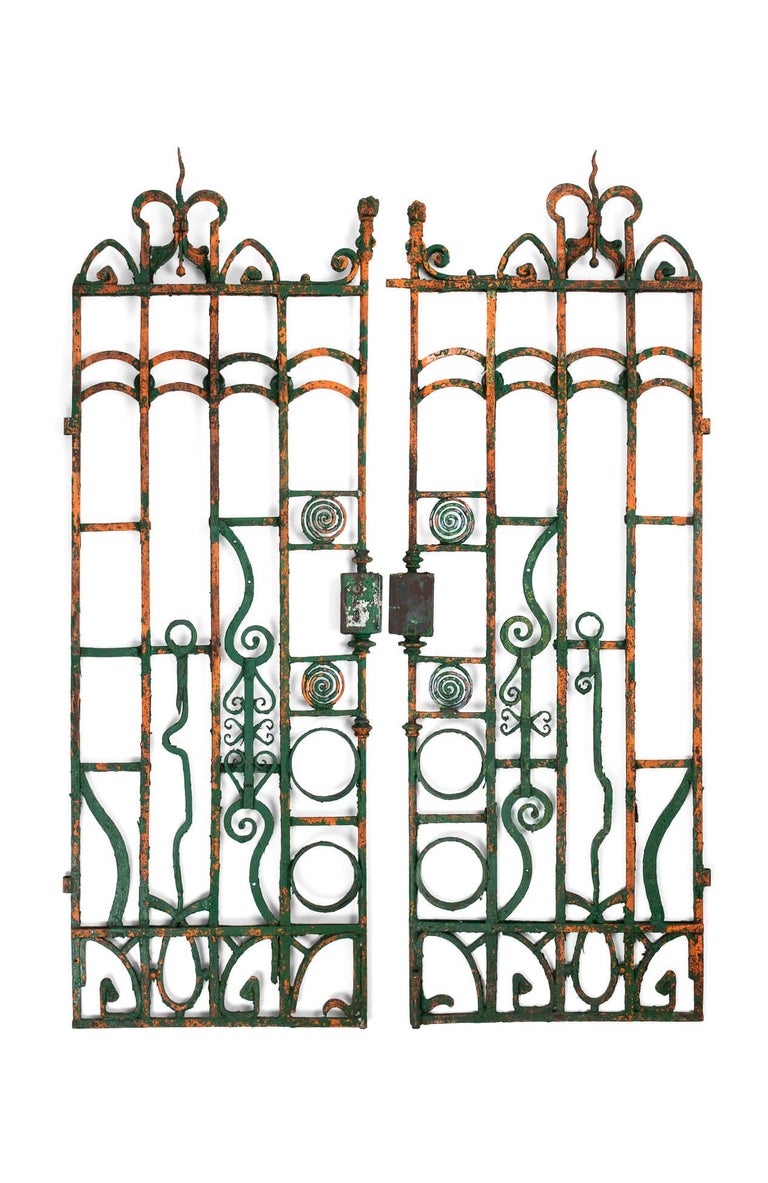 Pair of Antique Wrought Iron Gates in Original Flaky Paint, circa 1900 ...