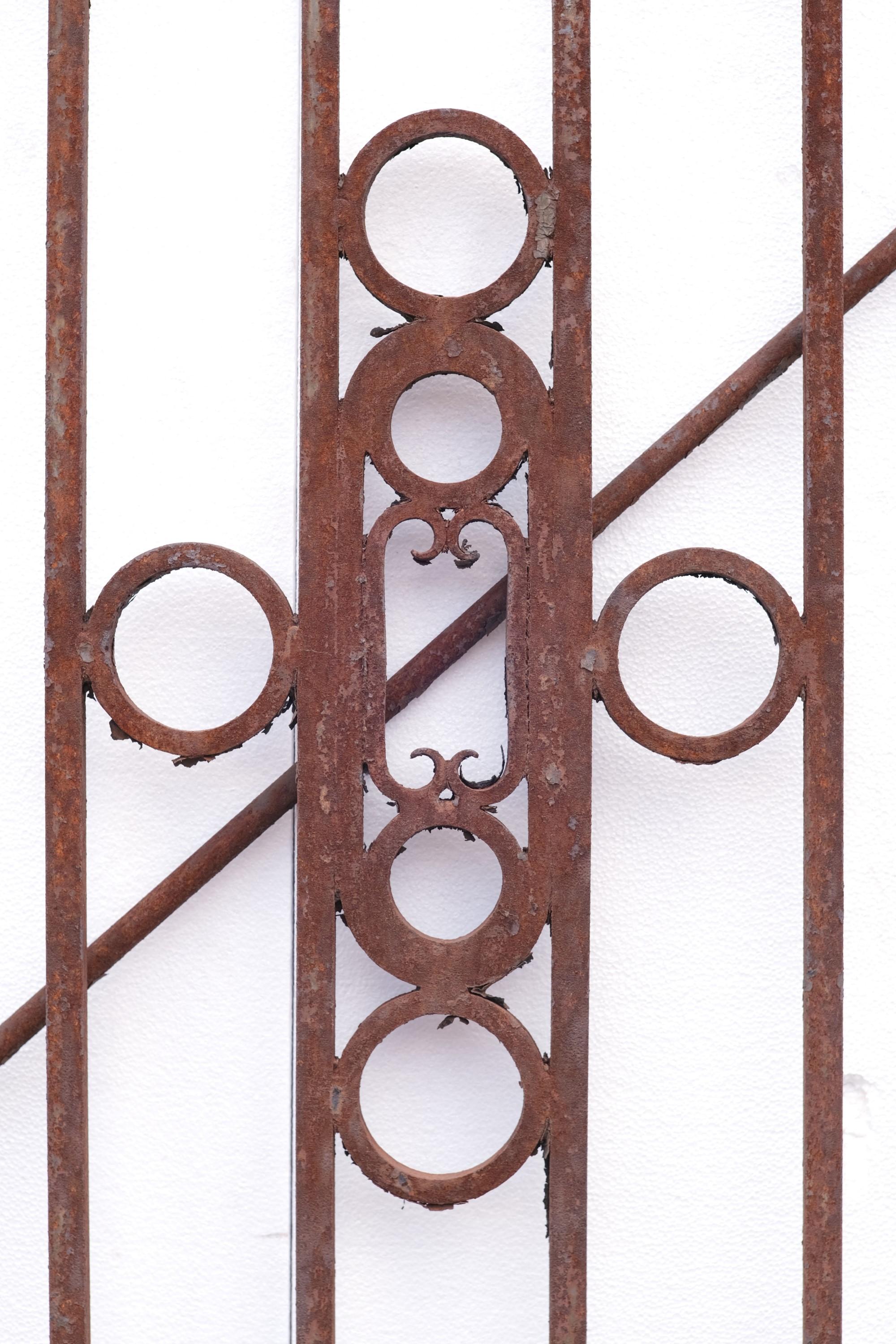 Pair of Antique Wrought Iron Z Door Driveway Gates For Sale at 1stDibs