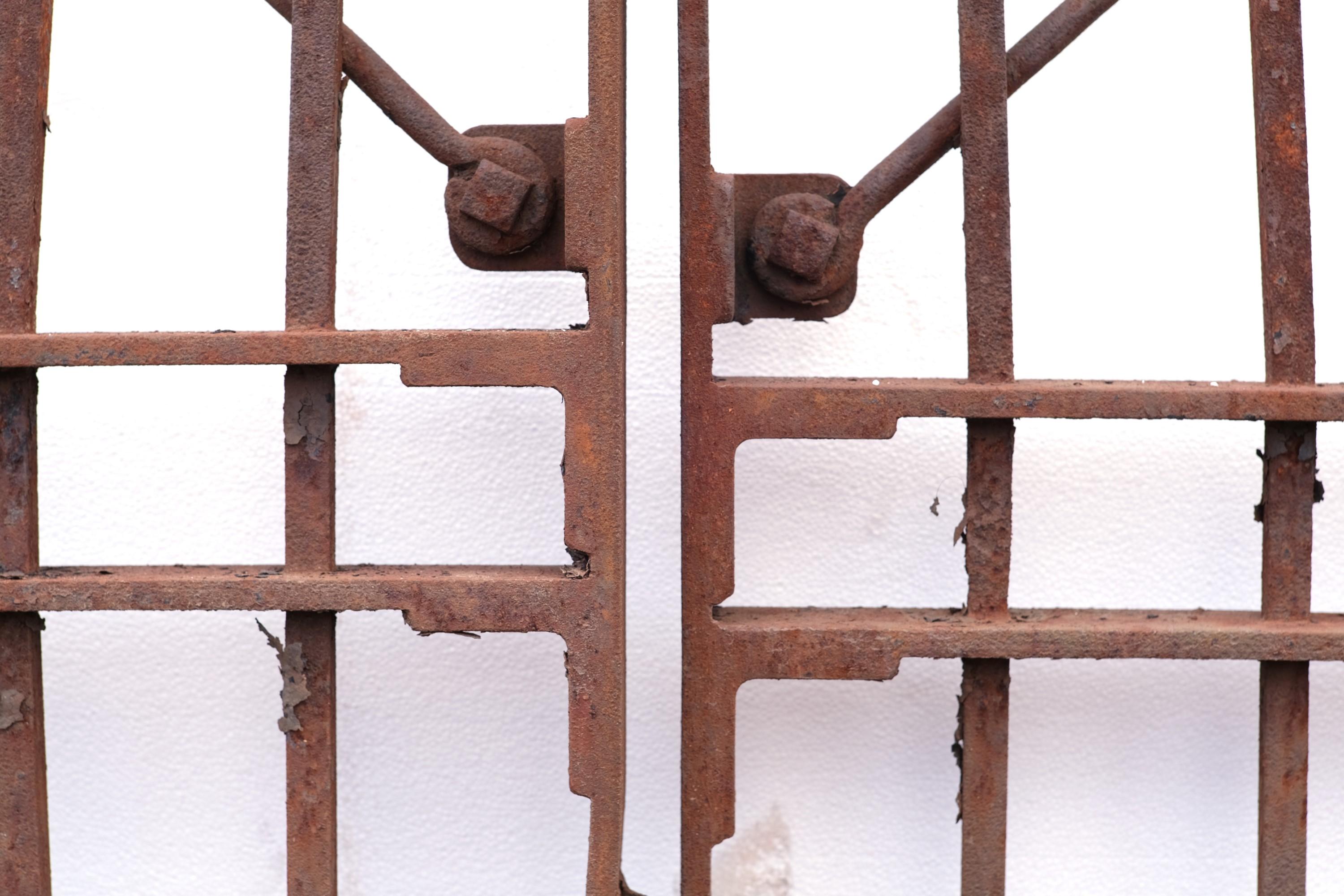 Pair of Antique Wrought Iron Z Door Driveway Gates For Sale at 1stDibs