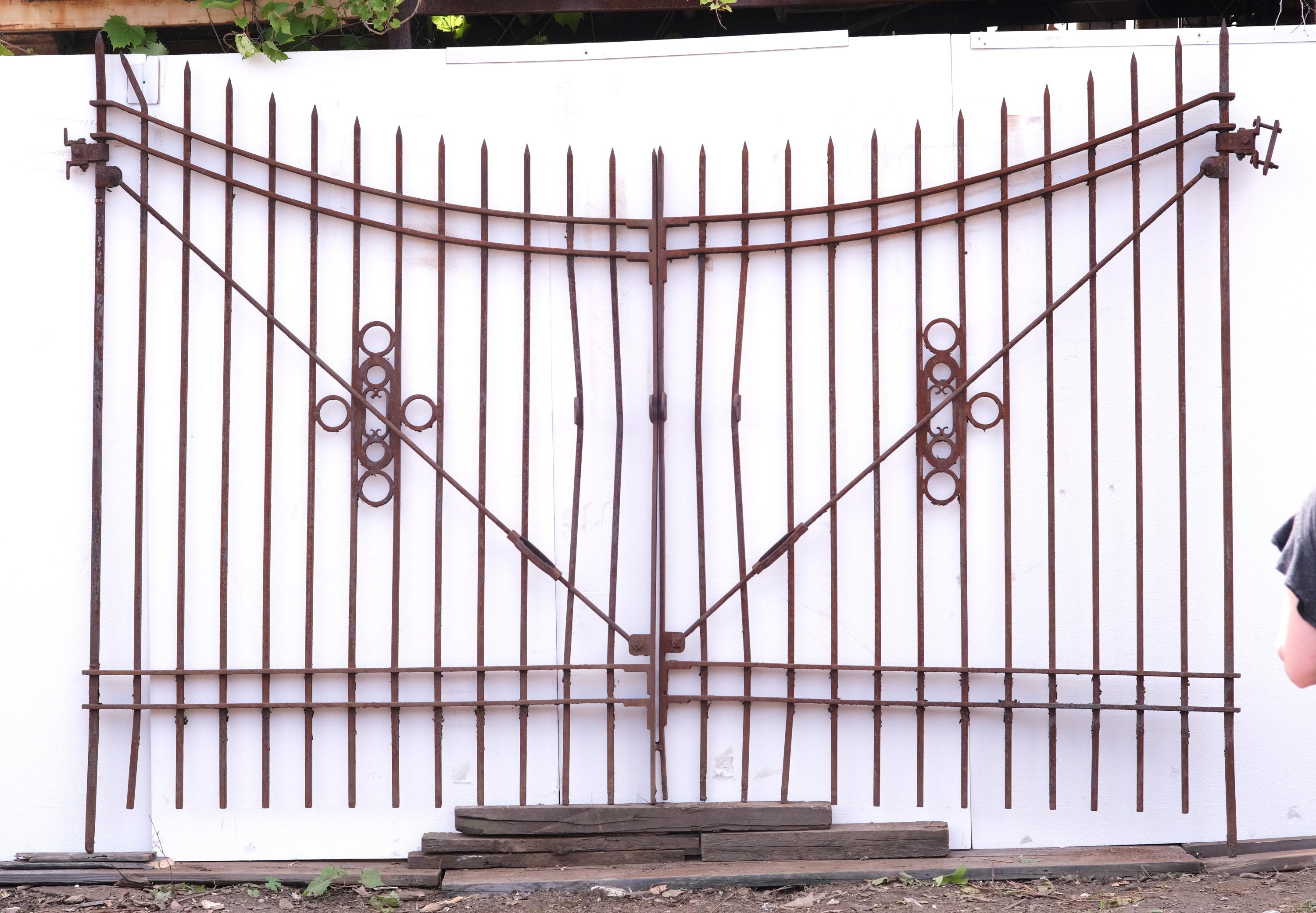 Pair of Antique Wrought Iron Z Door Driveway Gates For Sale at 1stDibs