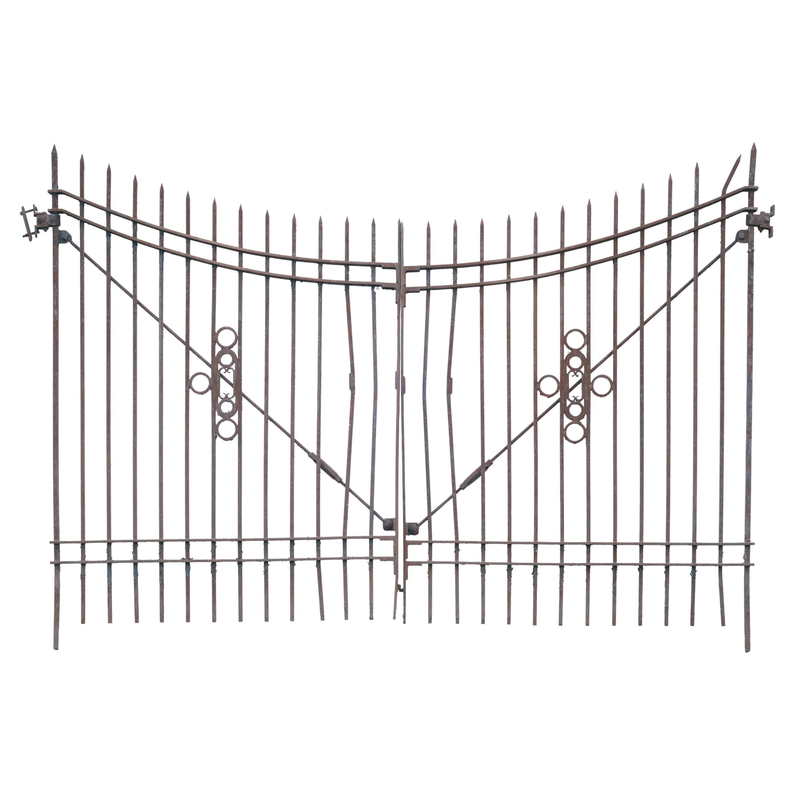 Pair of Antique Wrought Iron Z Door Driveway Gates For Sale at 1stDibs