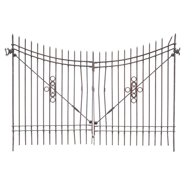 Pair of Antique Wrought Iron Z Door Driveway Gates For Sale at 1stDibs