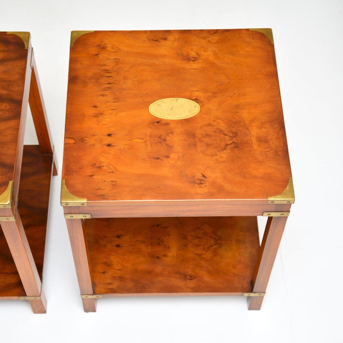 Pair of Antique Yew Wood Military Campaign Style Side Tables For Sale ...