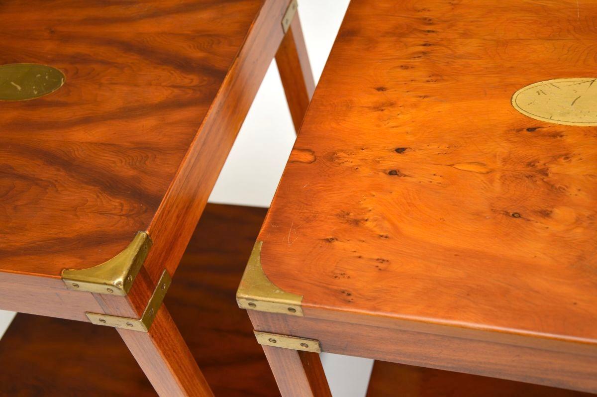 Pair of Antique Yew Wood Military Campaign Style Side Tables For Sale ...