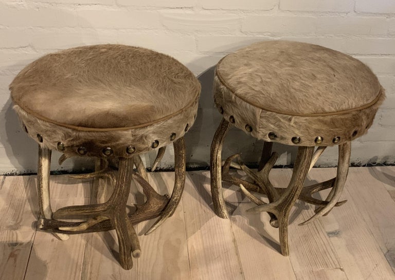 Pair of Antler Stools at 1stDibs