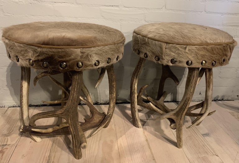Pair of Antler Stools at 1stDibs