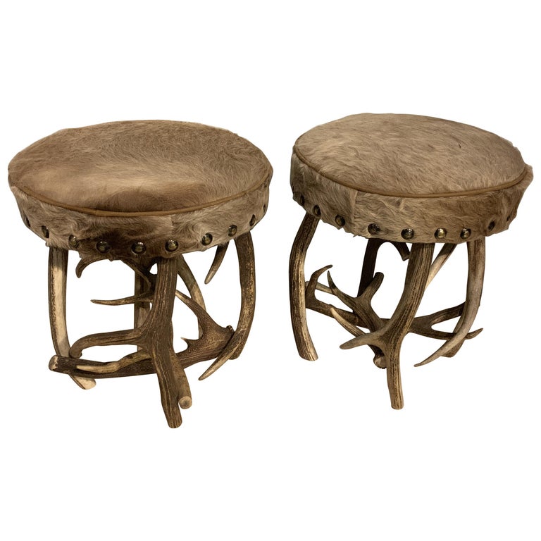 Pair of Antler Stools at 1stDibs