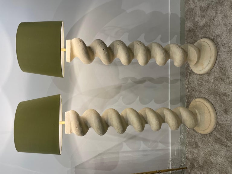 Pair of Architectural Plaster Swirl Floor Lamps by Michael Taylor at ...