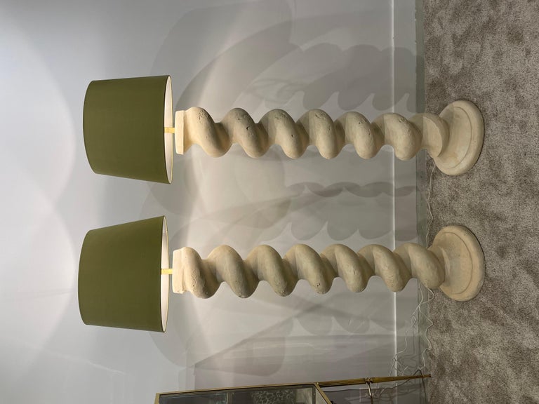 Pair of Architectural Plaster Swirl Floor Lamps by Michael Taylor at ...