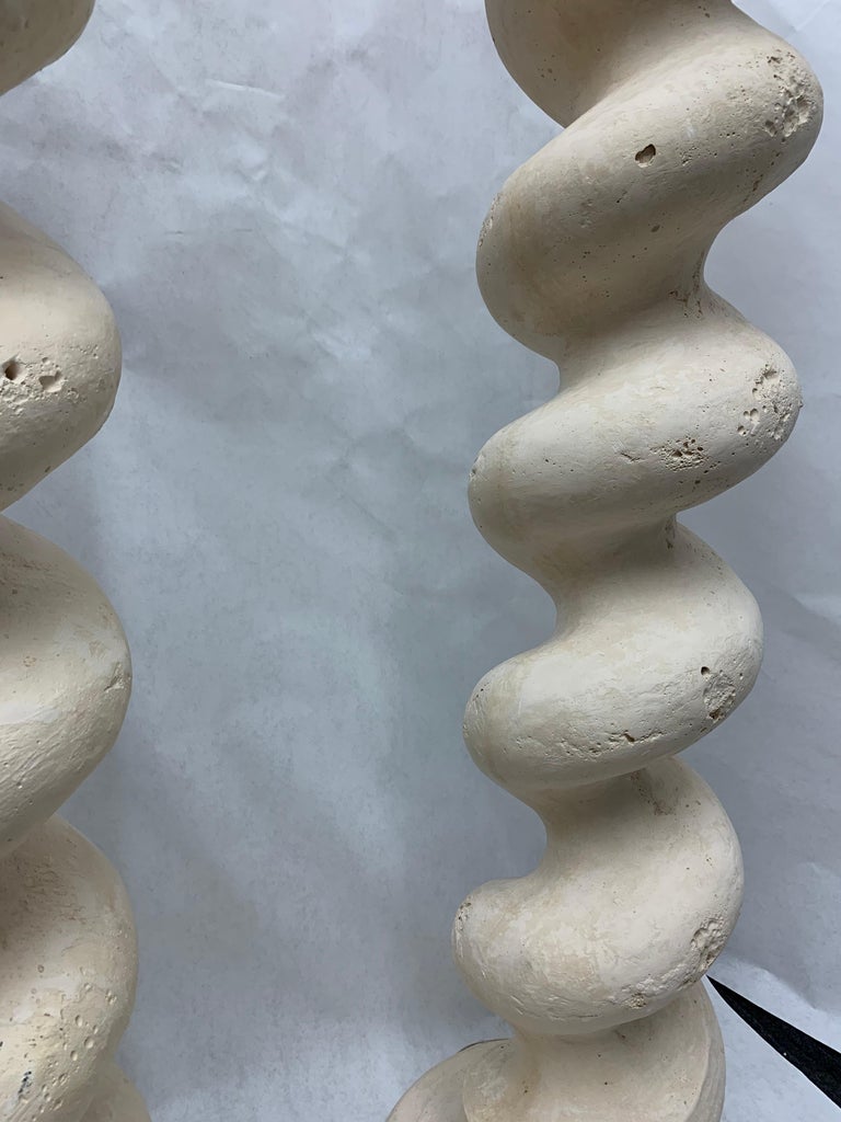 Pair of Architectural Plaster Swirl Floor Lamps by Michael Taylor at ...