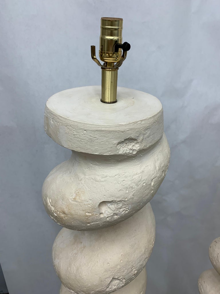 Pair of Architectural Plaster Swirl Floor Lamps by Michael Taylor at ...