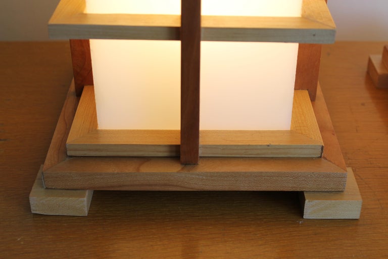 Pair of Architectural Prairie School Style Lamps at 1stDibs