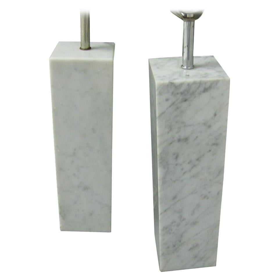 Pair of Mid Century Modern Architectural Square Marble Column Table ...