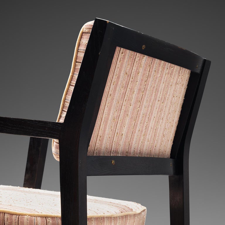 Edward Wormley for Dunbar Pair of Armchairs in Pink Striped Upholstery ...