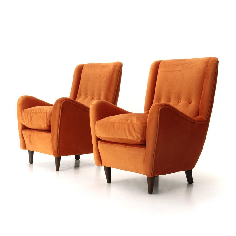 Pair of Armchairs Covered in Rust Velvet, 1950s For Sale at 1stDibs ...