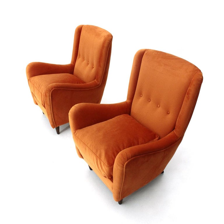 Pair of Armchairs Covered in Rust Velvet, 1950s For Sale at 1stDibs ...