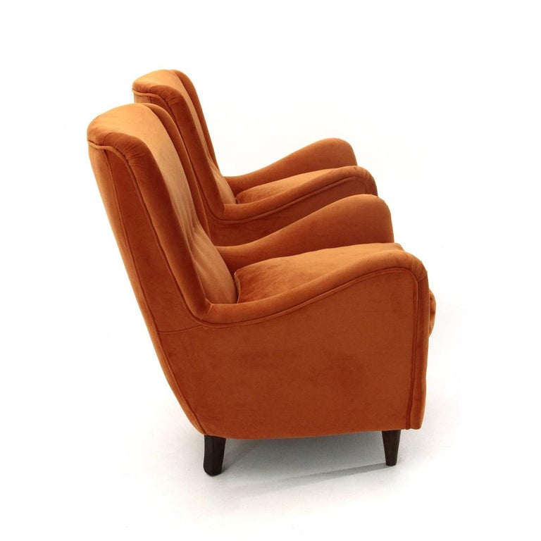 Pair of Armchairs Covered in Rust Velvet, 1950s For Sale at 1stDibs ...