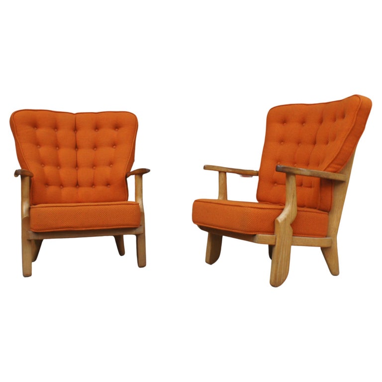 Pair of Armchairs in Solid Light Oak and Mesh Fabric, Original at 1stDibs