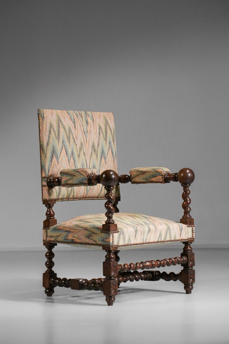 Pair of Armchairs Louis XIII Style Solid Oak from the 1960s For Sale at ...