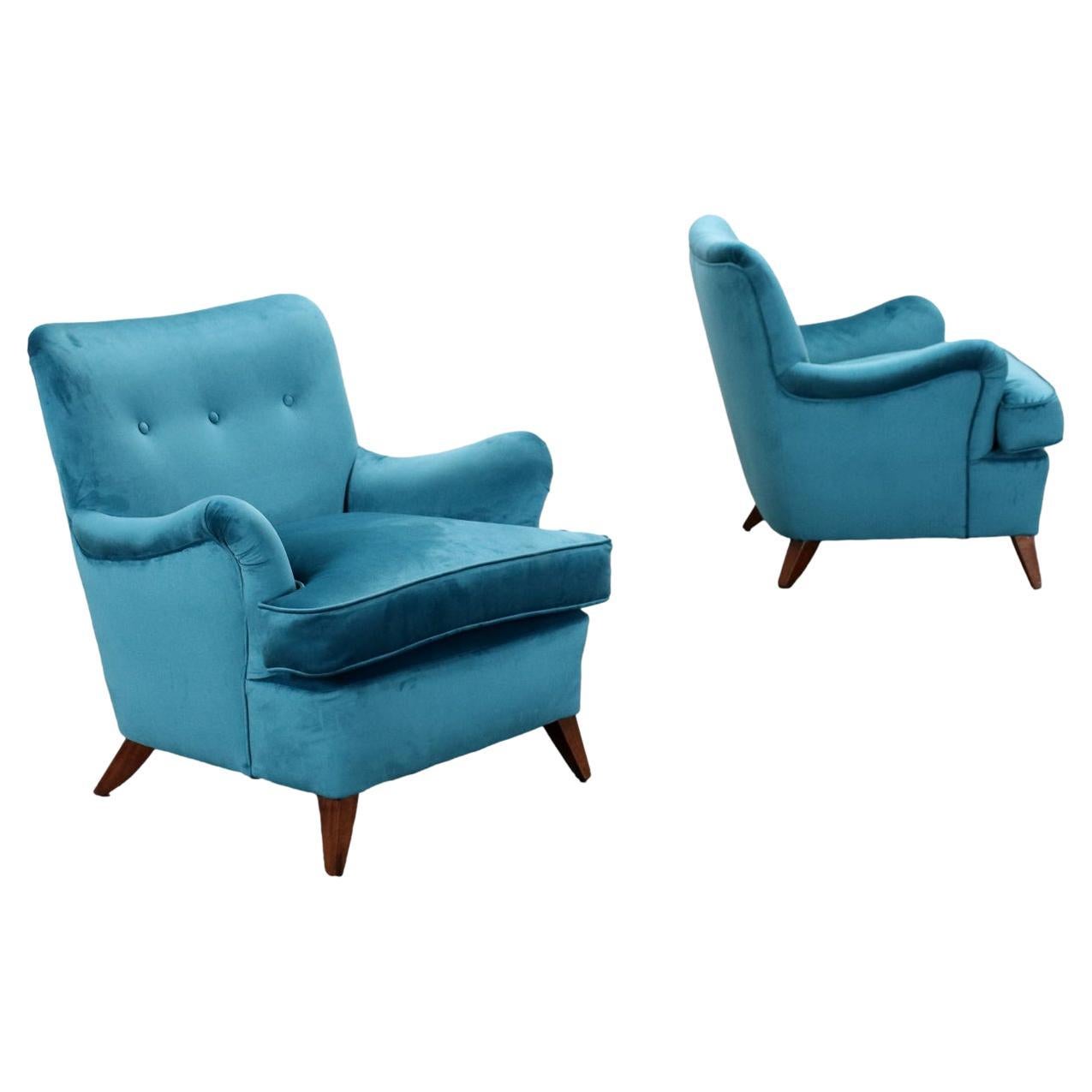 Pair Italian Wood Frame Armchairs at 1stDibs