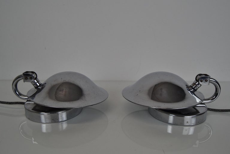 Pair of Art Deco Adjustable Chrome Table Lamps by Josef Hurka for ...