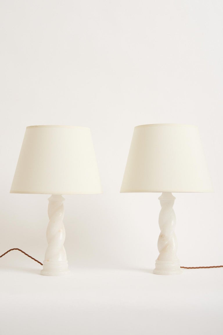 Pair of Art Deco Alabaster Table Lamps at 1stDibs