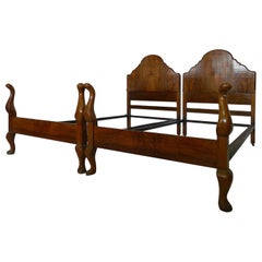 Robert Mouseman Thompson oak twin bed "FJB", England circa 1930 at 1stdibs