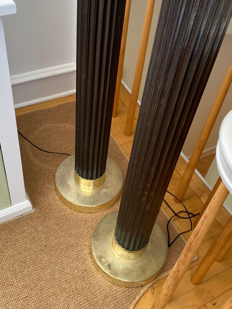 Pair of Art Deco Brass and Metal Standing Lamps, 20th Century For Sale ...