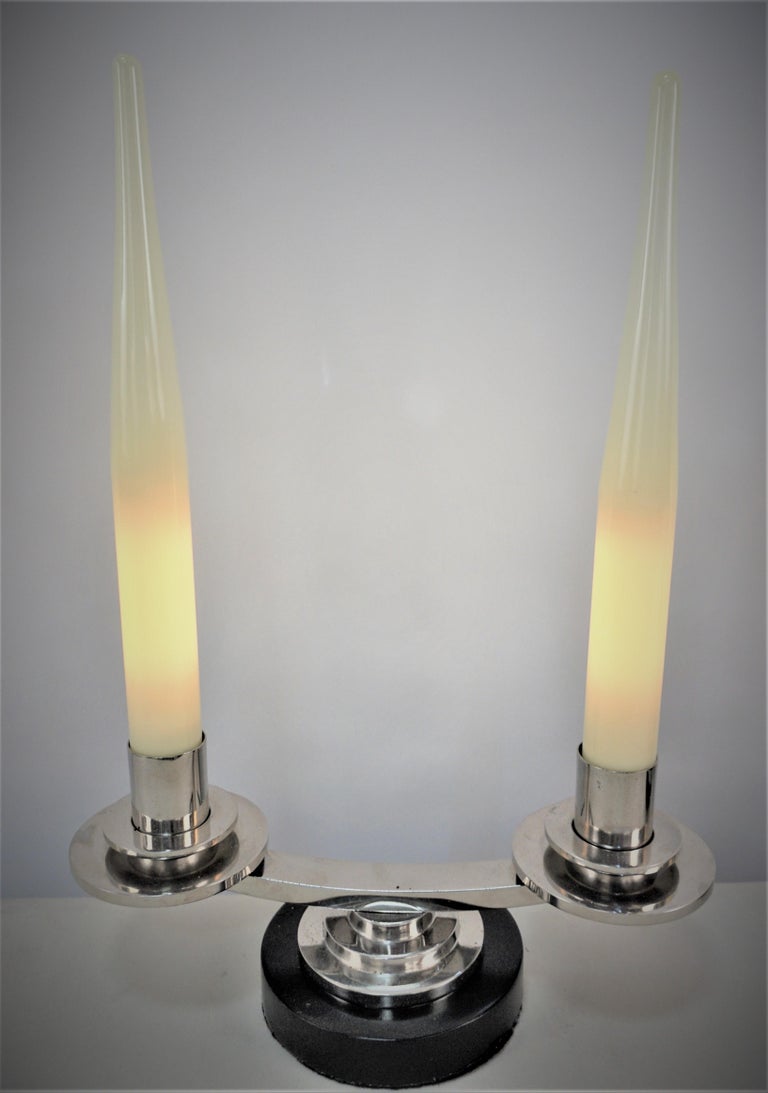 Pair of Art Deco Candelabra Tabel Lamp For Sale at 1stDibs