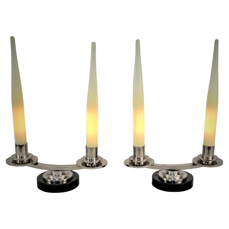 Pair of Art Deco Candelabra Tabel Lamp For Sale at 1stDibs