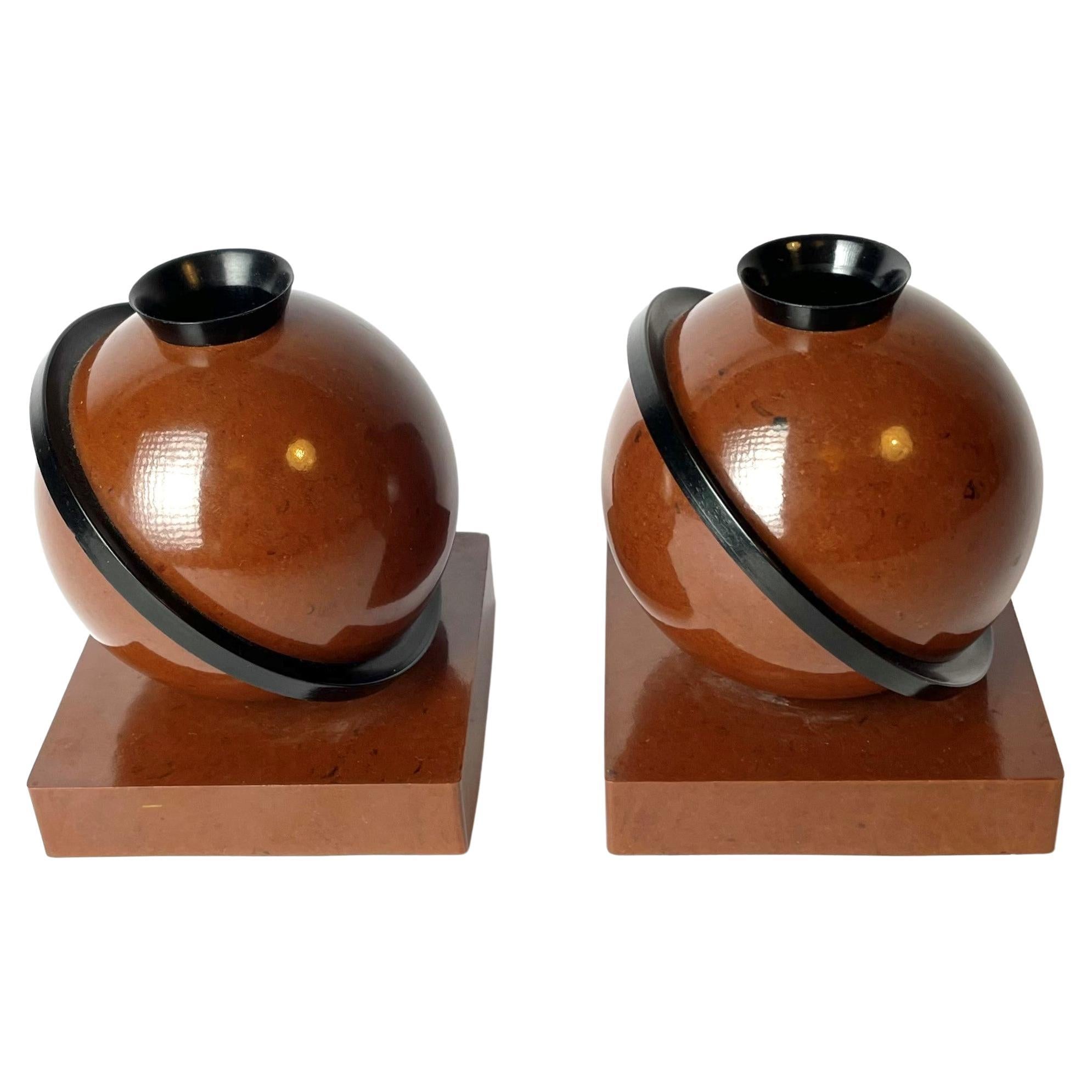 Art Deco Pair of Black Bakelite Candlesticks, C1930 For Sale at 1stDibs