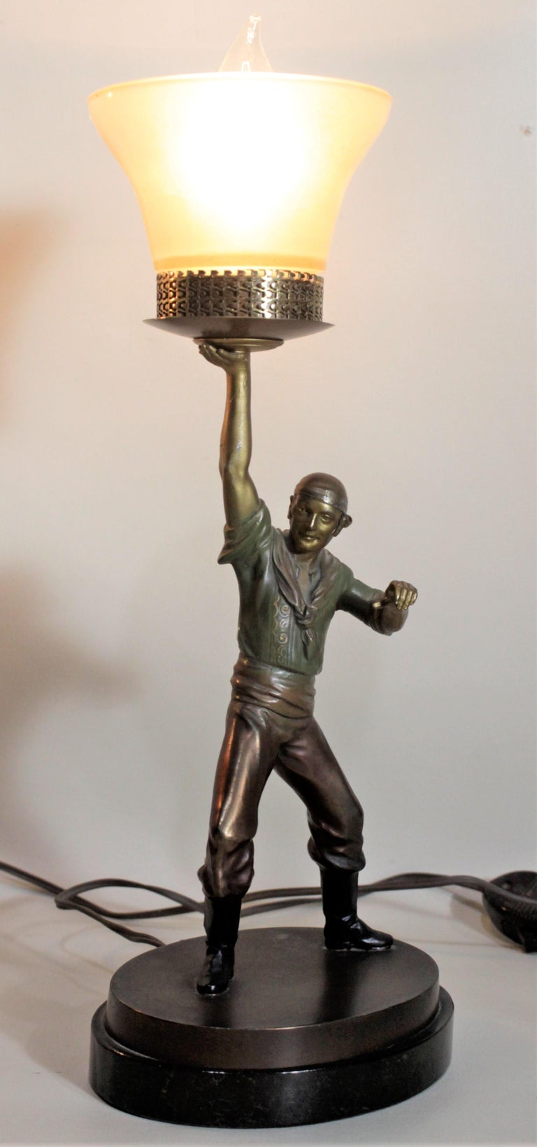 Pair of Art Deco Cast and Cold-Painted Figural Theatrical Pirate Table ...