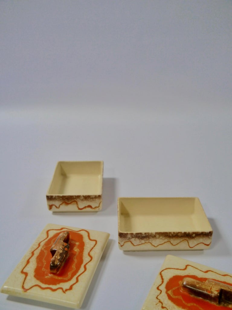 Pair of Art Deco Ceramic Boxes For Sale at 1stDibs