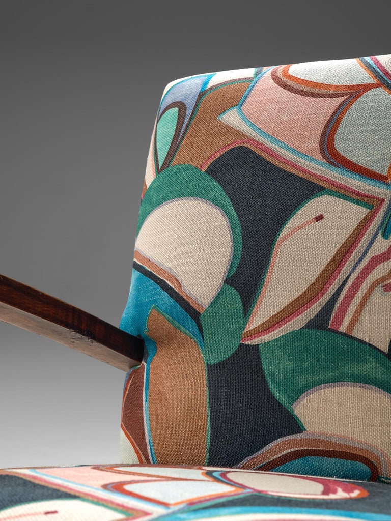 Pair of Art Deco Chairs Reupholstered with a Floral Dedar Fabric at 1stDibs