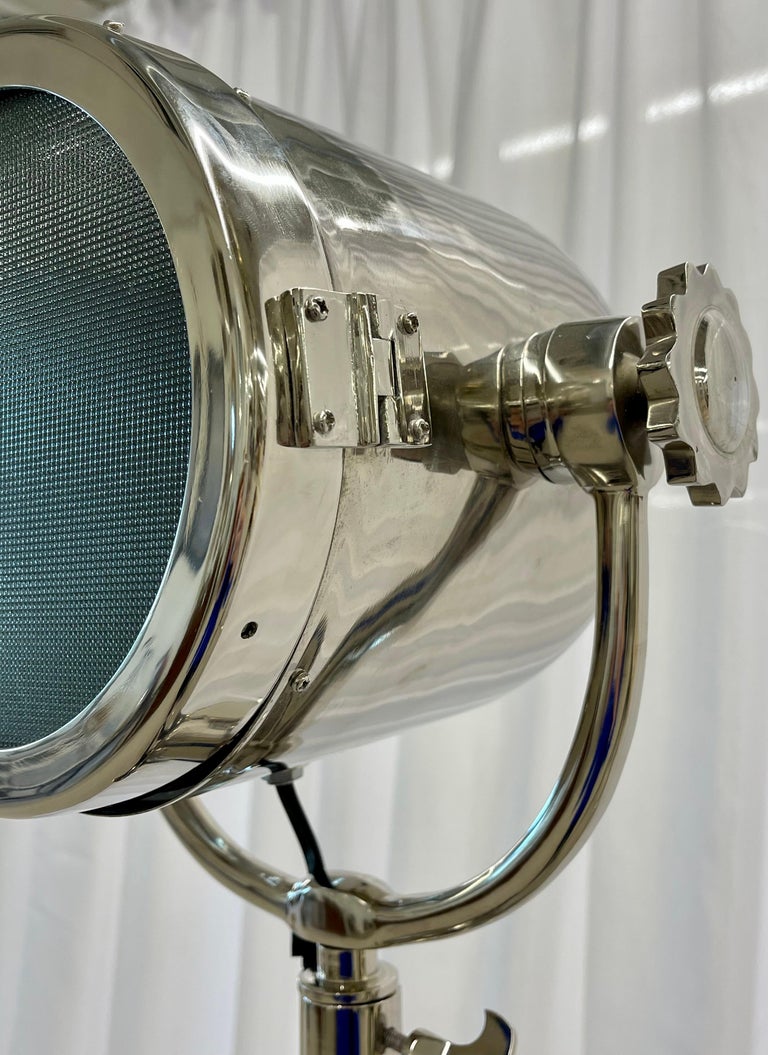 Pair of Art Deco Chrome Spotlight Floor Lamps on Ebony Tripod Bases For ...