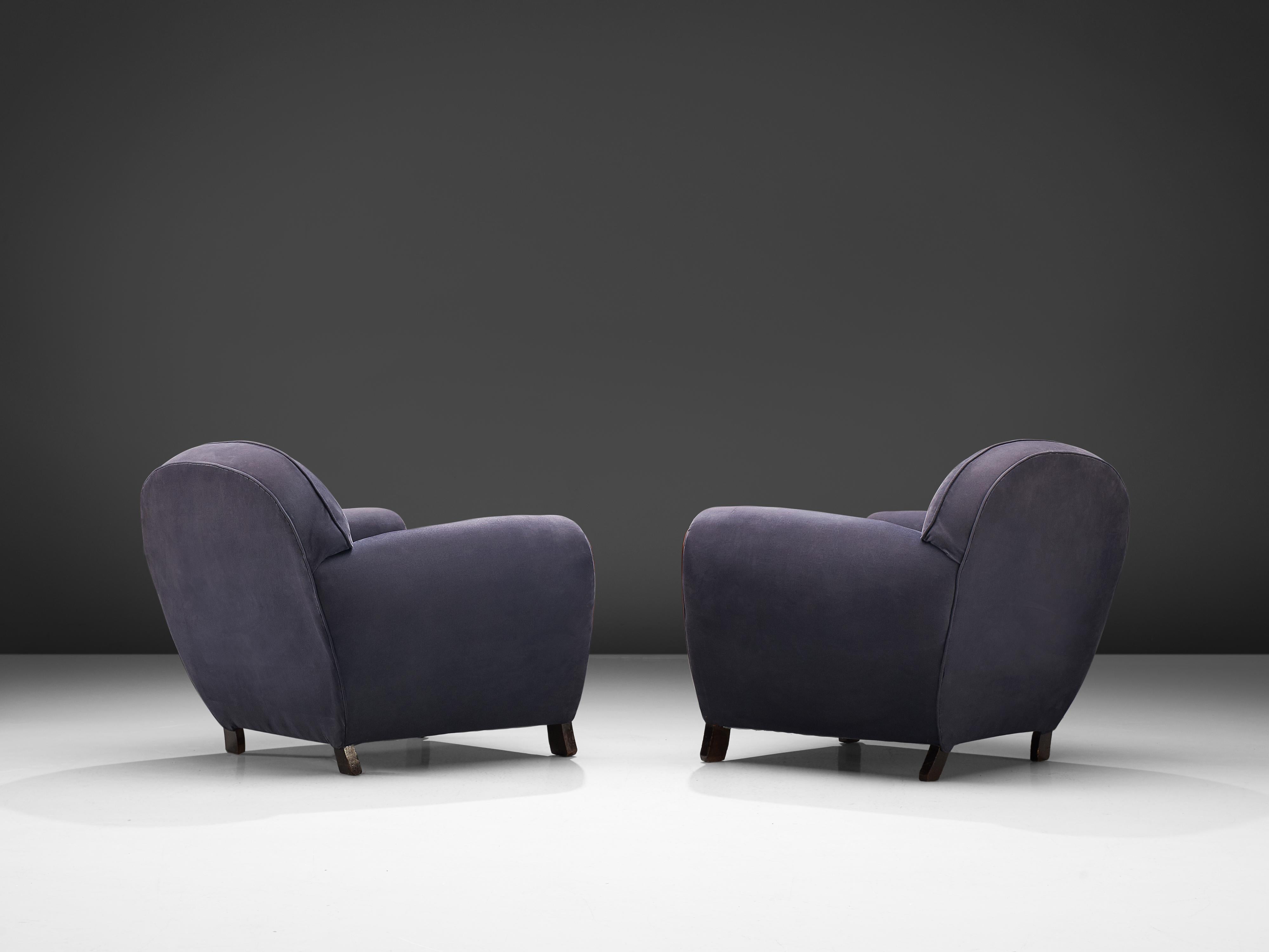 Pair of Art Deco Club Chairs in Blue and Mahogany at 1stDibs | art deco ...