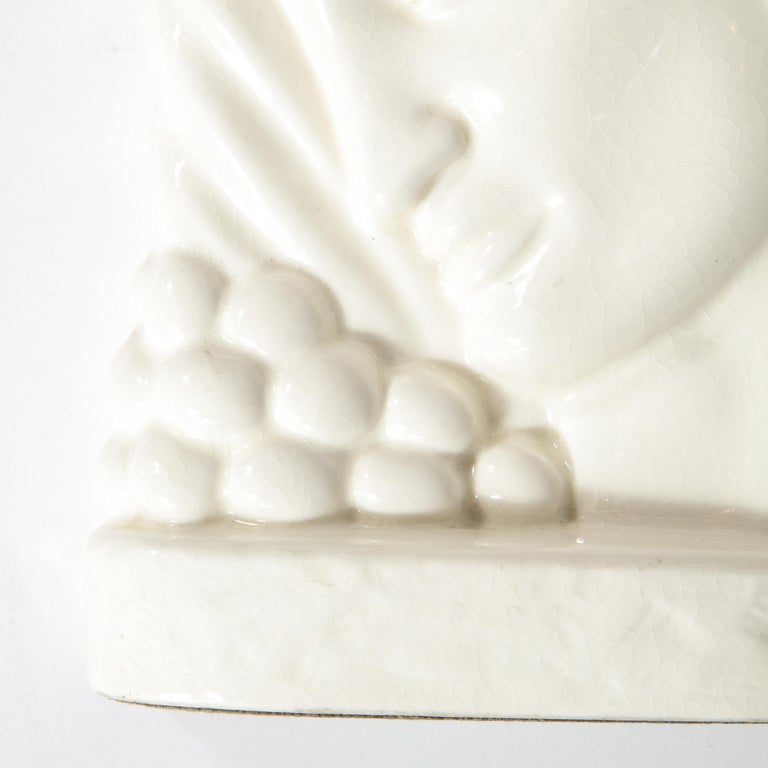 Pair of Art Deco Cream Ceramic Figurative Bookends Signed by Kent Art ...