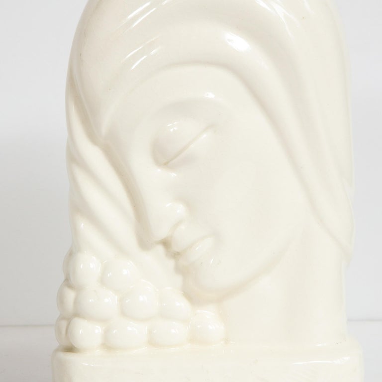 Pair of Art Deco Cream Ceramic Figurative Bookends Signed by Kent Art ...