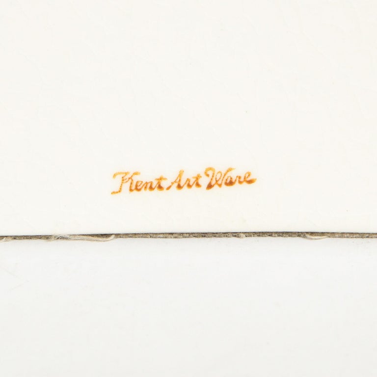 Pair of Art Deco Cream Ceramic Figurative Bookends Signed by Kent Art ...