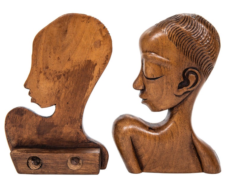 Pair of "Art Deco" Designed Carved Wood African Figures after ...