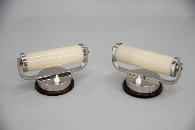 Pair of Art Deco / Functionalist / Bauhaus Wall Lamps, 1930s, Restored ...