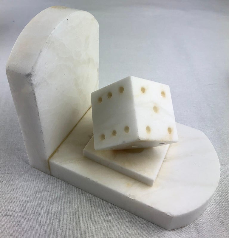 Pair of Art Deco Italian White Marble Bookends For Sale at 1stDibs