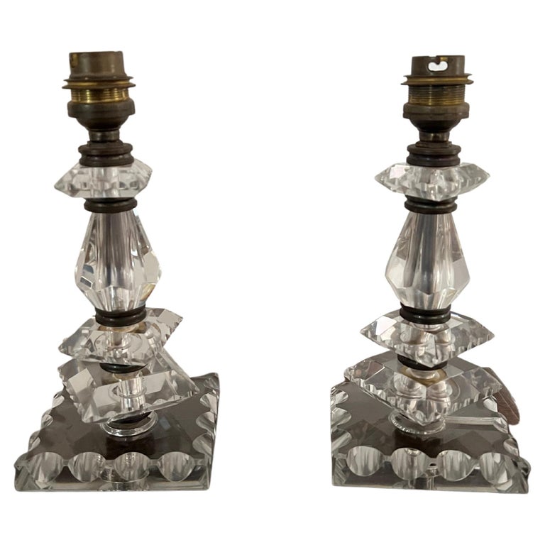 Pair of Art Deco Lamps by Baccarat, France circa 1940, Attr. to Jacques ...