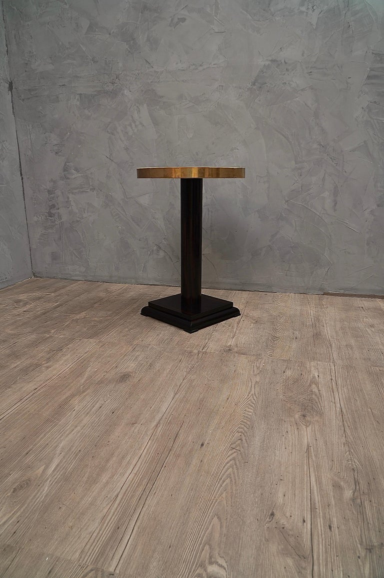 Pair of Art Deco Macassar Goat Skin and Brass Side Tables, 1930 at 1stDibs