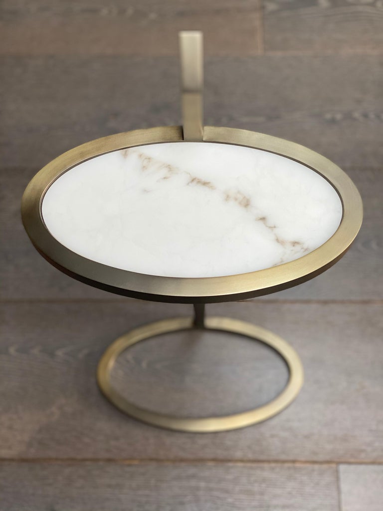 Art Deco Manhattan Martini Table Antique Brass Finish and Marblo ...