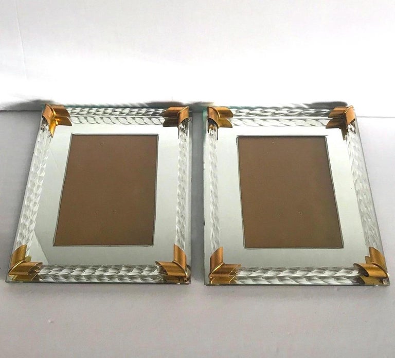 Pair of Art Deco Mirrored Picture Frames with Murano Glass Rope, 1940s ...