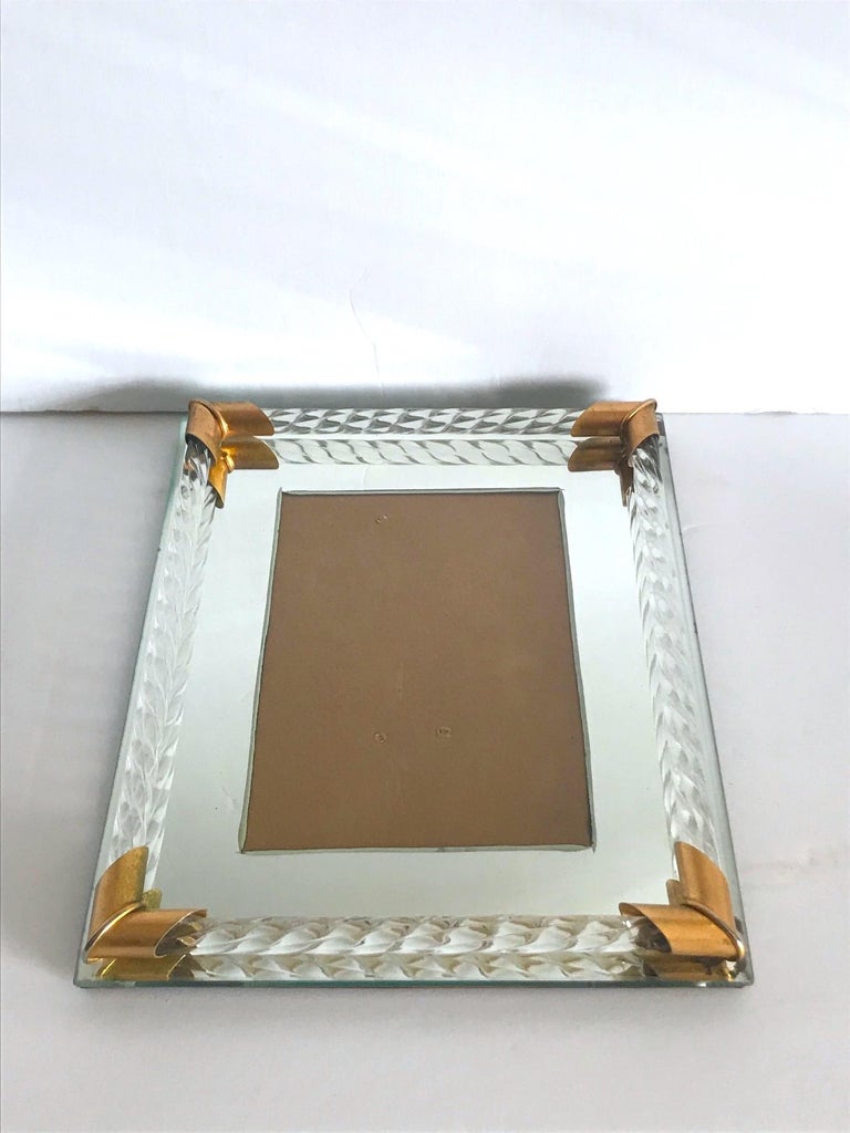 Pair of Art Deco Mirrored Picture Frames with Murano Glass Rope, 1940s ...